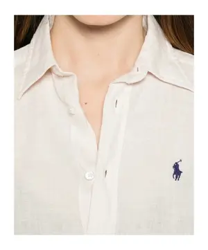 Polo Ralph Lauren Embroidered Long Sleeve Button-up Shirt - Nude