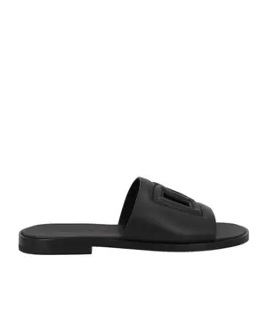 Dolce & Gabbana Logo Embossed Slides - Black