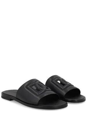 Dolce & Gabbana Logo Embossed Slides - Black
