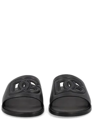 Dolce & Gabbana Logo Embossed Slides - Black