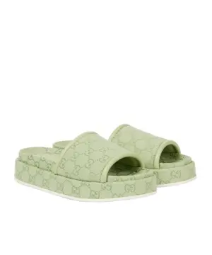 Gucci Clarice Gg Supreme Canvas Slides - Green