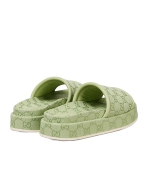 Gucci Clarice Gg Supreme Canvas Slides - Green