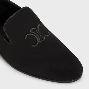 Celine Triomphe Slipper In Suede Calfskin