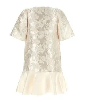 GANNI Satin Cloque Mini Dress - Egret