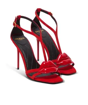 Balmain Suede Lips Sandals - Red