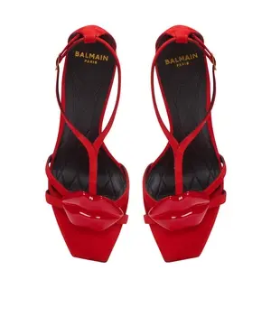 Balmain Suede Lips Sandals - Red