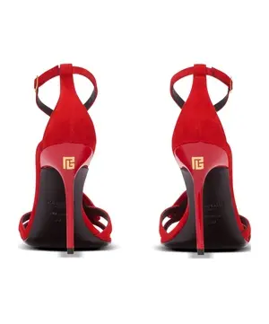 Balmain Suede Lips Sandals - Red