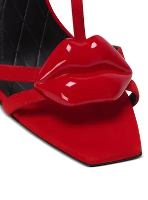 Balmain Suede Lips Sandals - Red