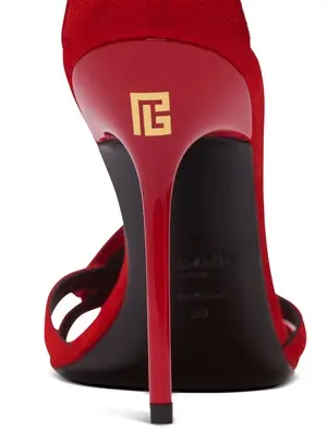 Balmain Suede Lips Sandals - Red