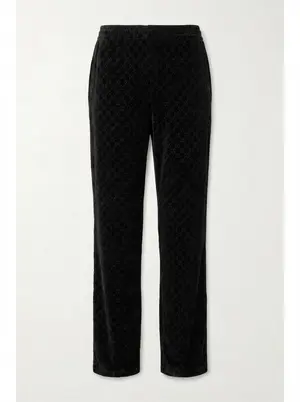 Gucci Gg Velvet Devoré Sportswear Pants - Black