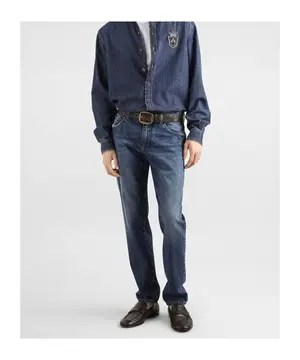 Dolce & Gabbana Logo Embroidered Slim-fit Jeans - Blue