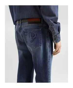 Dolce & Gabbana Logo Embroidered Slim-fit Jeans - Blue