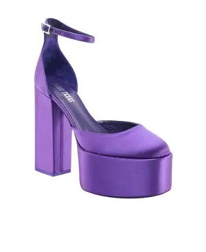 Paris Texas Round Toe Platform Pumps With Adjustable Straps - Blue
