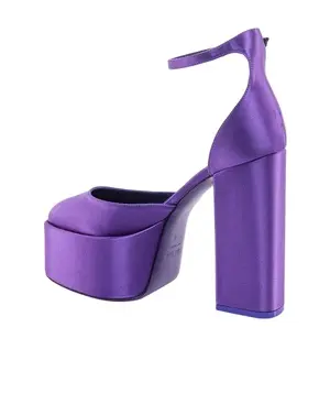 Paris Texas Round Toe Platform Pumps With Adjustable Straps - Blue