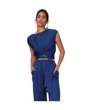 Diane Von Furstenberg Knotted Detail Wrap Top - Indigo