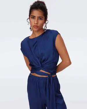Diane Von Furstenberg Knotted Detail Wrap Top