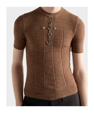 Prada Short Sleeve Crewneck Jumper With Stud Embellishments