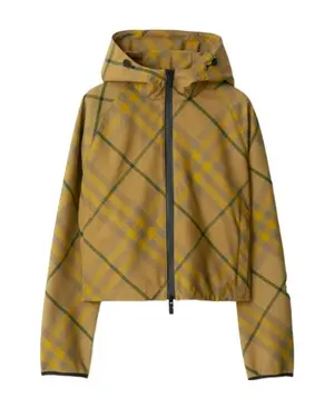 Burberry Checked Zip-up Hooded Jacket - Brown