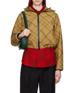 Burberry Checked Zip-up Hooded Jacket