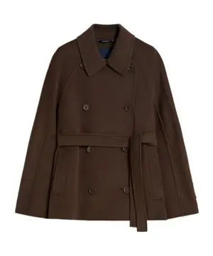 Max Mara Louise Double Breasted Short Belted Jacket - Chocolate-colored