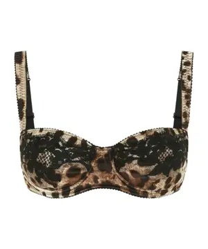 Dolce & Gabbana Dolce Gabbana Leopard Printed Balconette Bra - Black