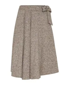 Brunello Cucinelli Belted Pleated Midi Skirt - Brown