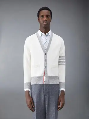 Thom Browne V-neck Four-bar Cardigan