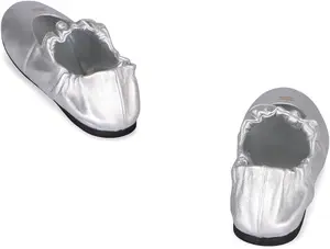 Miu Miu Round Toe Ballet Flats With Logo Detail - Silver