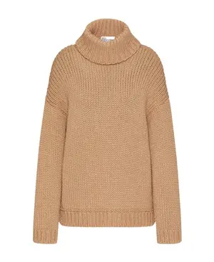 Red Valentino High Neck Ribbon Detail Wool Blend Jumper - Nude