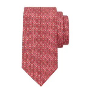 FERRAGAMO Gancini Print Neck Tie - Red