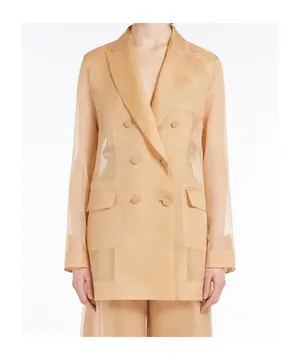 Max Mara Silk Organza Double-breasted Jacket - Camel