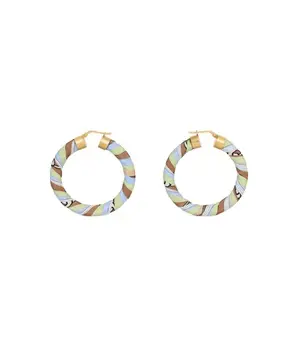 Celine Kaleidoscope Gold Faceted Hoop Earrings - Multicolor