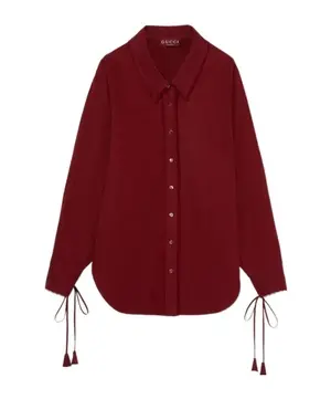 Gucci Long Sleeve Shirt With Drawstring Cuffs - Red