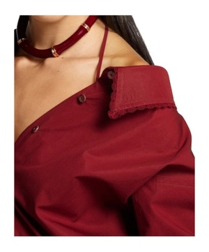 Gucci Long Sleeve Shirt With Drawstring Cuffs - Red
