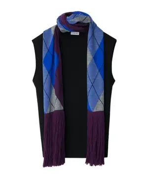Burberry Sleeveless Wool Jumper With Diamond Pattern Scarf - Black