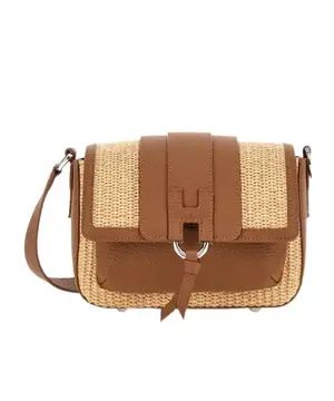 Hogan Trend Flap Bag With Raffia Inserts - Brown