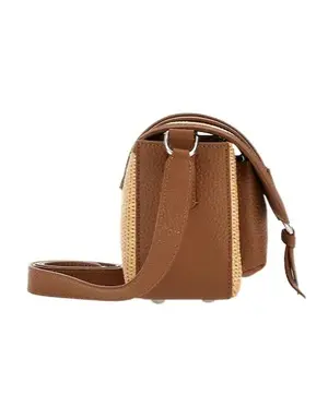 Hogan Trend Flap Bag With Raffia Inserts - Brown
