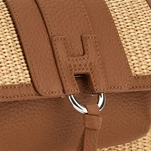 Hogan Trend Flap Bag With Raffia Inserts - Brown