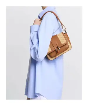 Hogan Trend Flap Bag With Raffia Inserts - Brown