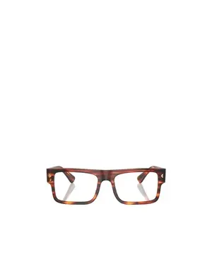 Prada Prada Rectangle Frame Eyeglasses Brown