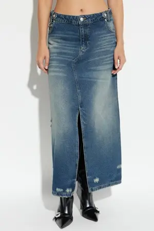 MISBHV Distressed Denim Maxi Skirt - Blue