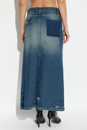 MISBHV Distressed Denim Maxi Skirt - Blue