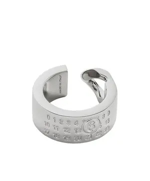 MAISON MARGIELA Brass Cuff Ring With Numerical Engraving - Silver