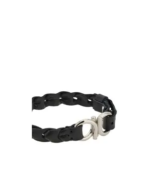 FERRAGAMO Braided Leather Gancini Bracelet