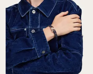 FERRAGAMO Braided Leather Gancini Bracelet