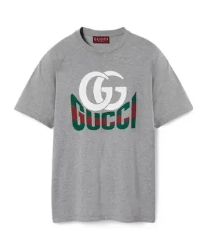 Gucci Logo Printed Crewneck T-shirt - Heather Grey