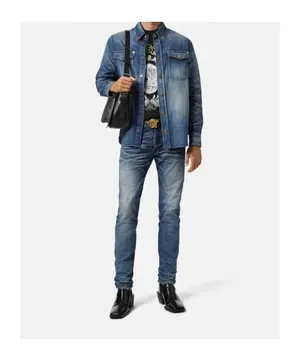 Versace Button-up Denim Overshirt - Blue