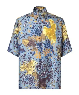 Fendi Allover Falena Printed Short Sleeved Shirt - Blue