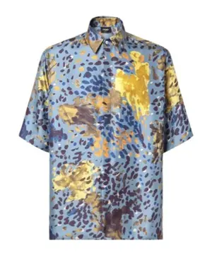 Fendi Allover Falena Printed Short Sleeved Shirt - Blue
