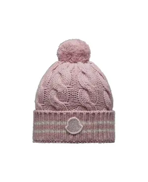 Moncler Wool Beanie With Pom Pom And Logo Detail - Multicolor